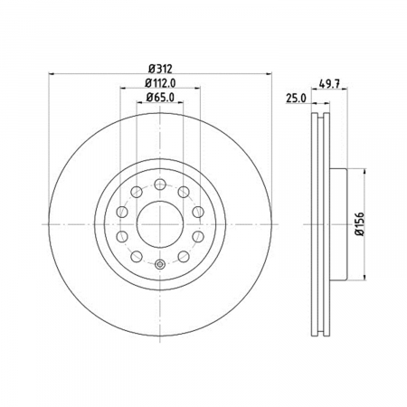 HELLA 355109521 Front Brake Disc For Audi: Q3 (8U)